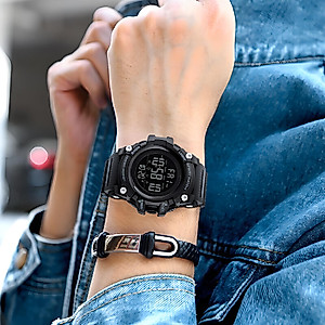 Gosasa Big Dial Digital Watch S Shock Men Military Army Watch Water Resistant LED Sports Watches (A Black)