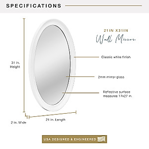 MCS 20458 Oval Wall Mirror, 21 x 31 Inch, White