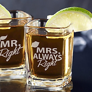 My Personal Memories Set of 2 Mr Right and Mrs Always Right Couples Shot Glass Set