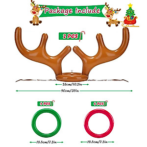 2 Sets Inflatable Reindeer Antler Ring Toss Game,Reindeer Antler Throwing Games, Family Interactive Christmas Party Games, Children's, Suitable for Outdoor and Indoor Christmas Family Games