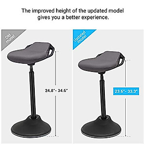 SONGMICS Standing Desk Chair, Adjustable Ergonomic Standing Stool, 23.6-33.3 Inches, Swivel Sitting Balance Chair, Anti-Slip Bottom Pad, Grey UOSC02GY