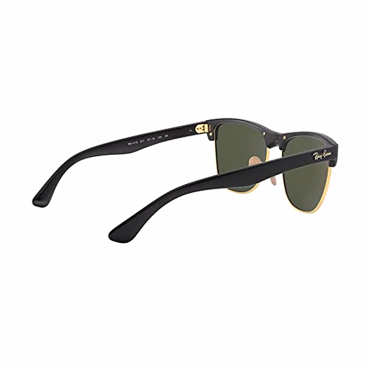 Ray-Ban RB4175 Clubmaster Oversized Square Sunglasses, Demi Gloss Black On Gold/G-15 Green, 57 mm