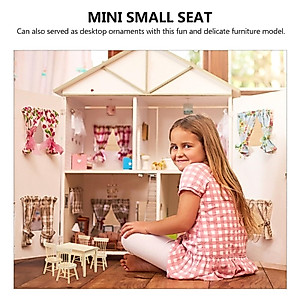 Dollhouse Miniature Dining Table Chair Wooden Furniture Set Miniature Figurines for Kids Decor Ornament Dark Red