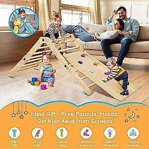 Dripex Pikler Triangle Climber Set, X-Large and Heavy-duty Climbing Frame with More Than 20 Playing Modes, Premium Early Learning Montessori Toy for 2-3 Children Play Together, Cycling Using for Years