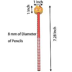 Yansanido 40 Pcs Colorful 7.28 Inch Length Random Cartoon Eraser Pencils, Cute Pencils for Office, School Supplies Students Children Gift (40)