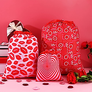 18 Pieces Large Wedding Gift Bags with Drawstring Valentine Gift Bags Anniversary Gift Bag for Weddings Party Supplies Valentine Classroom Exchange Gifts for Kids
