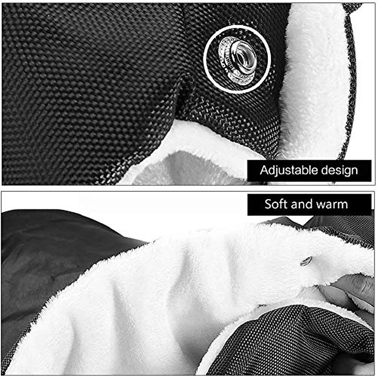 Stroller Hand Muff Winter Extra Thick Pushchair Gloves Black Hand Warmer for Parents and Caregivers in Cold Weather Anti-Freeze Windproof Snowproof Aosbos