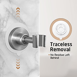 KES Shower Head Holder Wall Mount, 18/8 Stainless Steel Adjustable Handheld Shower Head Holder (21mm-23mm) No Drill Adhesive Metal Shower Head Holder Brushed Finish, C207DF-BS