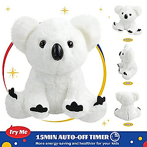 Glow Guards Musical Light up White Koala Stuffed Animal LED Singing Wildlife Soft Plush Toy with Night Lights Lullabies Birthday Idea Gift for Toddlers Kids, 10''