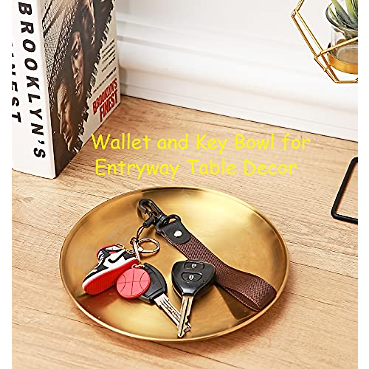 Andwarmth Key Bowl and Keychain Set -Key Bowl for Entryway Table, Decorative Bowl,Valet Tray, Jewelry Dish,Car Key Plate,Perfume Holder,Key Tray for Entryway Table,Bowl for Keys,Key and Wallet Tray