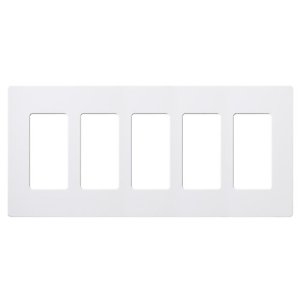 Lutron Claro 5 Gang Decorator/Rocker Wallplate, Gloss, White (1-Pack) | CW-5-WH