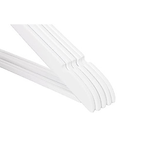 20 Luxury Slim Space Saving Wooden Clothes Hanger with Squared Pant Bar Best for Shirts, Blouses, Pant, Dress, Hangers White (White - Shirt with Pant Bar, 20)