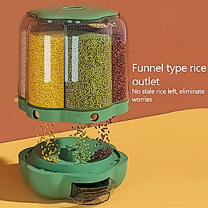 MIGHTYDUTY 6 Grid Rotating Food Dispenser Cereal Containers Storage Dispenser 360° Rotatable 15 lb Grain Storage Household Kitchen Storage Container for Rice, Beans, Grains Plum Type White