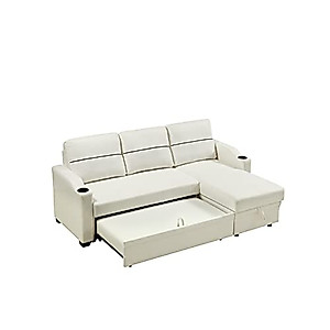 Convertible Sectional Sofa, Modern Linen 3-seat Sofas Reversible Couch with Storage Chaise L-Shaped Couch for Small Space, Living Room, Apartment, Office (Beige)