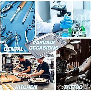 Stainless Steel Tray - Narkysus 2 Pack Stainless Steel Dental Lab Tray 13.5'' X 10'' Flat Metal Tray Tool for Lab Dental Instrument Bathroom Organizer Tattoo Station Tattoo Supplies