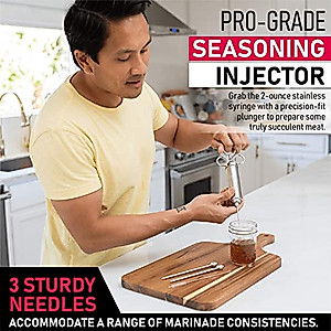 Grillman Heavy Duty Metal Stainless Steel Marinade Meat Injector Kit - Great For Grill, Smoker, and BBQ Meats | Kitchen Gadgets, Accessories, and Cooking Utensils Set