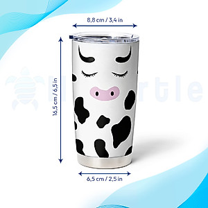 Hyturtle Personalized Gifts For Cow Lover - Cow Prints Customized Name Stainless Steel Tumbler 20oz With Lid - Idea Farm Animals Lover Gifts For Women, Girl, kids On Birthday, Christmas