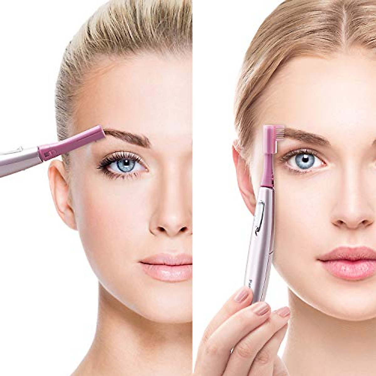 Panasonic Women’s Facial Hair Remover and Eyebrow Trimmer with Pivoting Head, Includes 2 Gentle Blades for Brow and Face and 2 Eyebrow Trim Attachments, Battery-Operated – ES2113PC