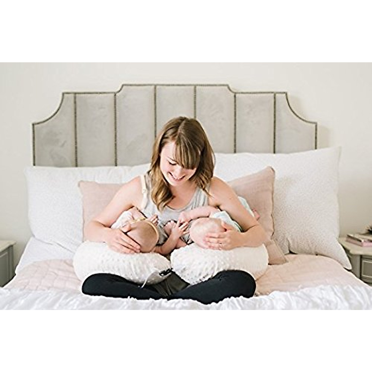 Twin Z The Pillow - Grey - 6 uses in 1 Twin Pillow ! Breastfeeding, Bottlefeeding, Tummy Time, Reflux, Support and Pregnancy Pillow! Cuddle Grey DOTS