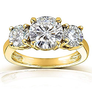 Kobelli Round-cut Moissanite Three-Stone Engagement Ring 2 1/2 CTW 14k White or Yellow Gold