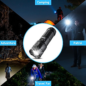 Rechargeable High Lumens, Super Bright Flashlights with COB Work Light, High Powered, Powerful Handheld Led Tactical Flashlights for Emergencies Camping Hiking,120000 Lumens