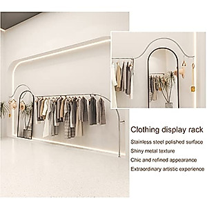 Clothes Rack Boutique display rack, Clothing Store Display Furniture wall mounted Clothes hanging rack, Heavy Stainless Steel Pipe garment Shelves System, Home Creative Silver Hanger Rod