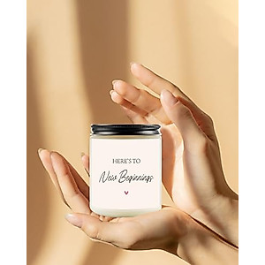 New Beginnings Gifts for Women, Going Away, Goodbye, Farewell Gifts for Coworkers, Congratulations New Job Gifts, Divorce Gifts for Women, Handmade Lavender Natural Soy Wax Candle Gifts (7oz)