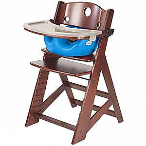 Keekaroo Height Right™ High Chair with Infant Insert & Tray, Mahogany/Aqua, ONE SIZE (0051414KR-0001)