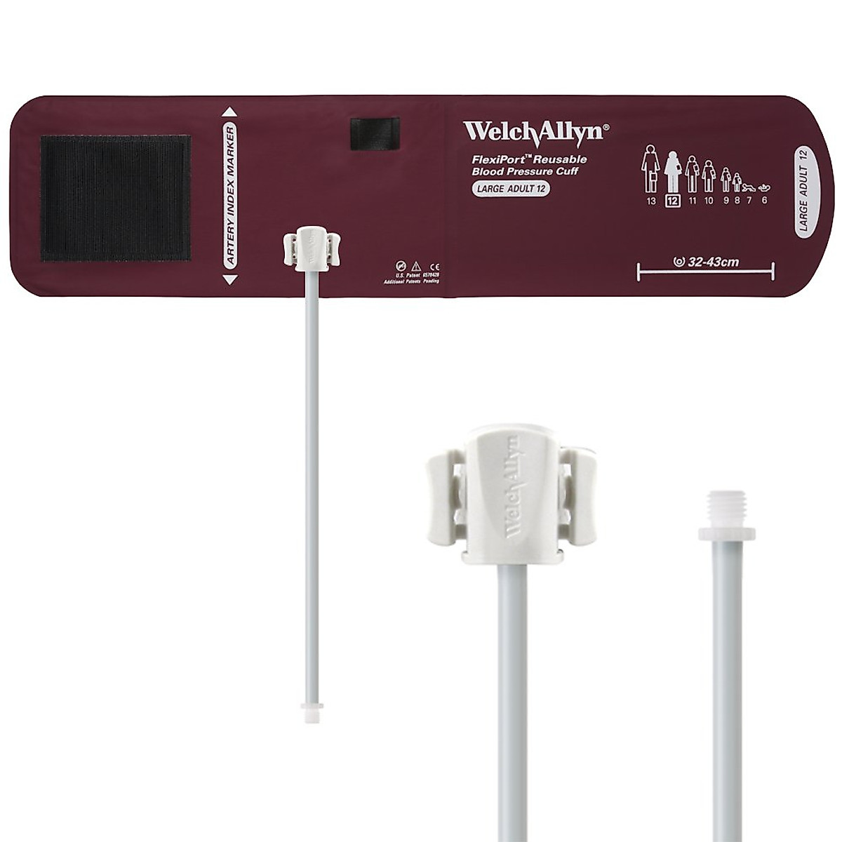 Welch Allyn Reusable Blood Pressure Cuff 1-Tube Screw Connectors, Large Adult, 1 ea