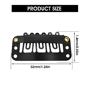 Lusofie 50Pcs Snap Wig Clips 6-Teeth U-shape Hair Extension Clips to Secure Wig No Sew With Silicon Rubber Wig Clips for Hair Extensions Hairpiece Wig Accessories(Black)