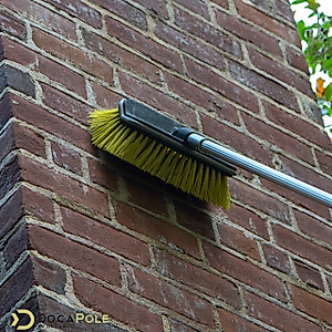 DOCA Floor Scrub Brush with Long Handle - 7-30 Ft Extension Pole (36+ Ft Reach) - Outdoor Broom - Car Wash Brush with Long Handle Also for House Siding, Deck, Patio & More