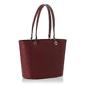 GUESS Womens Noelle Small Elite Tote Shoulder Bag, Merlot Logo, One Size US