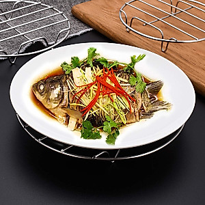 3 Pack Cooling Steaming Cake Rack, 6/7/8 inch round cooling rack, Stainless Steel Round Rack, for Air Fryer/Stockpot/Pressure Cooker/Round Cake Pan, Healthy & Dishwasher Safe