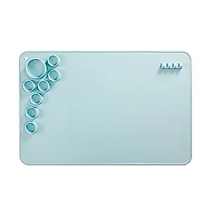 Silicone Craft Mat, 23.62'' x 15.75'' Large Silicone Mat with Compartments Non-Slip Craft Mat for Art Painting, Resin Casting and Jewelry Making (Blue)