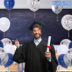 Pongime Graduation Party Decorations 2024, We Are So Proud Of You Decorations for Men Women, Navy Blue Silver Graduation Decorations Congrats Class of 2024 Banner Grad Party Supplies Balloons Arch Kit