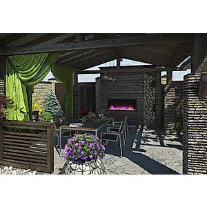 Amantii SYM-74-BESPOKE Symmetry Series Bespoke 74-Inch Built-in Electric Fireplace with Remote, Ember Media, Black Steel Surround