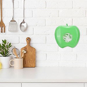 Plastic Wrap Storage Box with 200pcs Disposable Cling Film Food Cover, Reusable Wall-Mounted Punch-Free Dispenser for Elastic Sleeve Bag, Extractable Shower Caps Organizer for Kitchen Bathroom (Green)