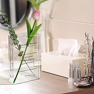 Book Vase for Flowers: Mystery of Growth Clear Flower Vase. Unique Book-Shaped Decor Vase for Floral Arrangements.