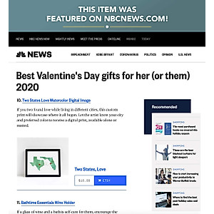 Any Two States Map Art Print Wall Decor - WATERCOLOR series - Love Wedding Gift Personalized State