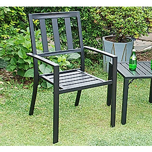 SAILARY Stackable Patio Dining Chairs, Outdoor Metal Chairs with Armrest Support 325lbs, Set of 4…