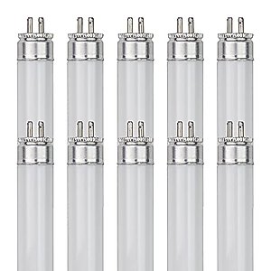 Sunlite 05040 F4T5/CW T5 Linear Fluorescent Lamp, 4 Watts, 135 Lumens, 4100K Cool White, Miniature G5 Bi-Pin Base, ROHS Compliant, High Performance Straight Tube, 10 Pack