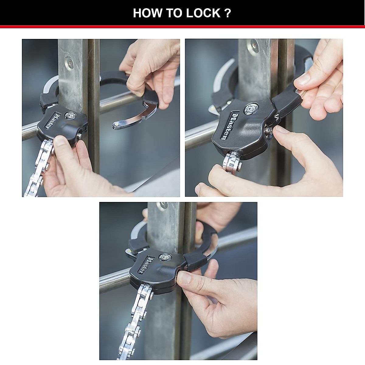 MASTER LOCK Police Approved Bike Lock and E-Scooter Lock, Hardened Laminated Steel, 4 Keys, 550 x 76 x 27 mm, for e bike scooter quad