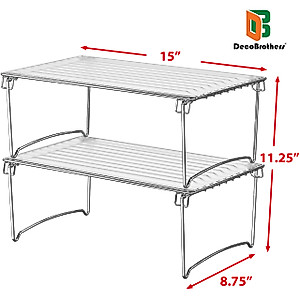 2 Pack - DecoBros Stackable Kitchen Cabinet Organizer, Chrome