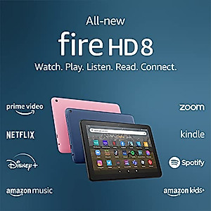Amazon Fire HD 8 tablet, 8” HD Display, 32 GB, 30% faster processor, designed for portable entertainment, (2022 release), Rose, without lockscreen ads