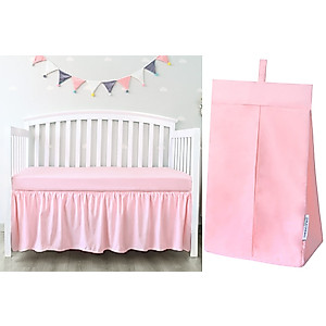Diaper Stacker Organizer Easy Access & Crib Skirt Pink