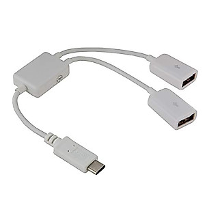 Leya-US Spare Part 21cm 2 in 1 USB-C/Type-C 3.1 to USB 2.0 Data Cable, Compatible for Galaxy S8 & S8 + / LG G6 / Huawei P10 & P10 Plus/Xiaomi Mi 6 & Max 2 and Other Smartphones(White)