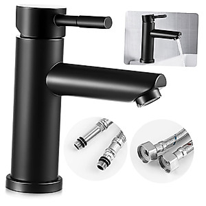 Veemoon Basin Faucet Waschtischarmatur School Faucets Bathroom Tap Kitchen Faucets One Hole Faucet Black Finish Faucet Vanity Faucet Lavatory Faucet Bath Mixer Tap Stainless Steel Sink Tub