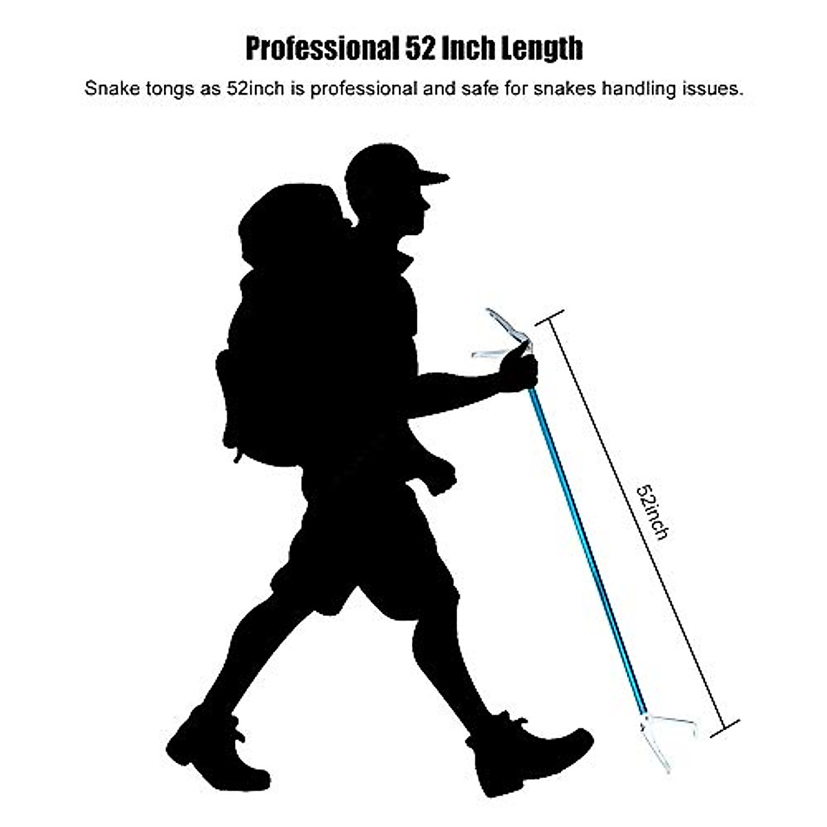 IC ICLOVER 52 Inch Aluminum Alloy Snake Tongs, Professional Standard All-in-One Reptile Grabber Rattle Snake Catcher Wide Jaw Handling Tool with Lock and Grip Handle