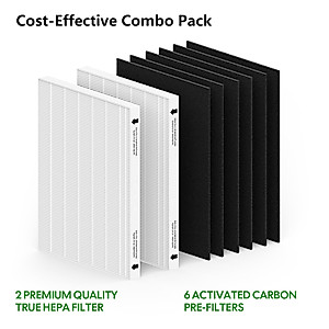 CFKREYA 2 Pack True HEPA Replacement Filters 9287101 Compatible with Fellows Aeramax 190, 200 and DB55/DX55 Purifier, 2 HEPA Filters & 6 Extra Carbon Pre-Filters.