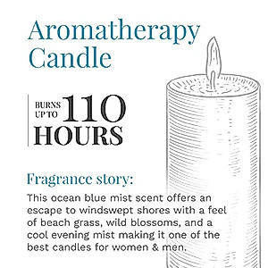 CANDLE-LITE Scented Ocean Blue Mist Fragrance, One 18 oz. Single-Wick Aromatherapy Candle with 110 Hours of Burn Time, Light Color